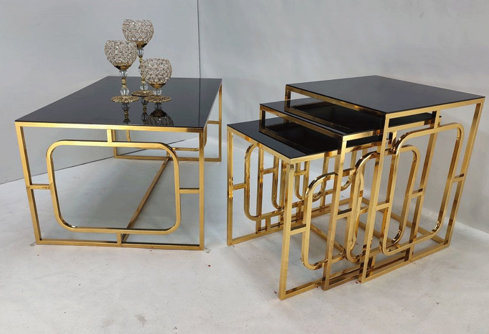 Metal Square Center Table with Nesting Tables – Set of 4 – Metal Furniture