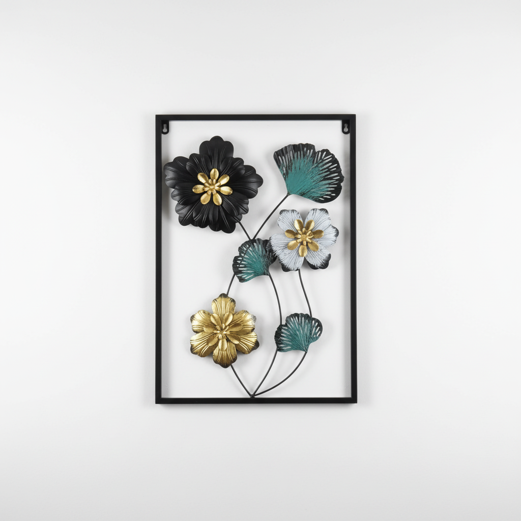 Gilded Bloom Metal Wall Art - Black Gold Unique Designed – Metal Furniture